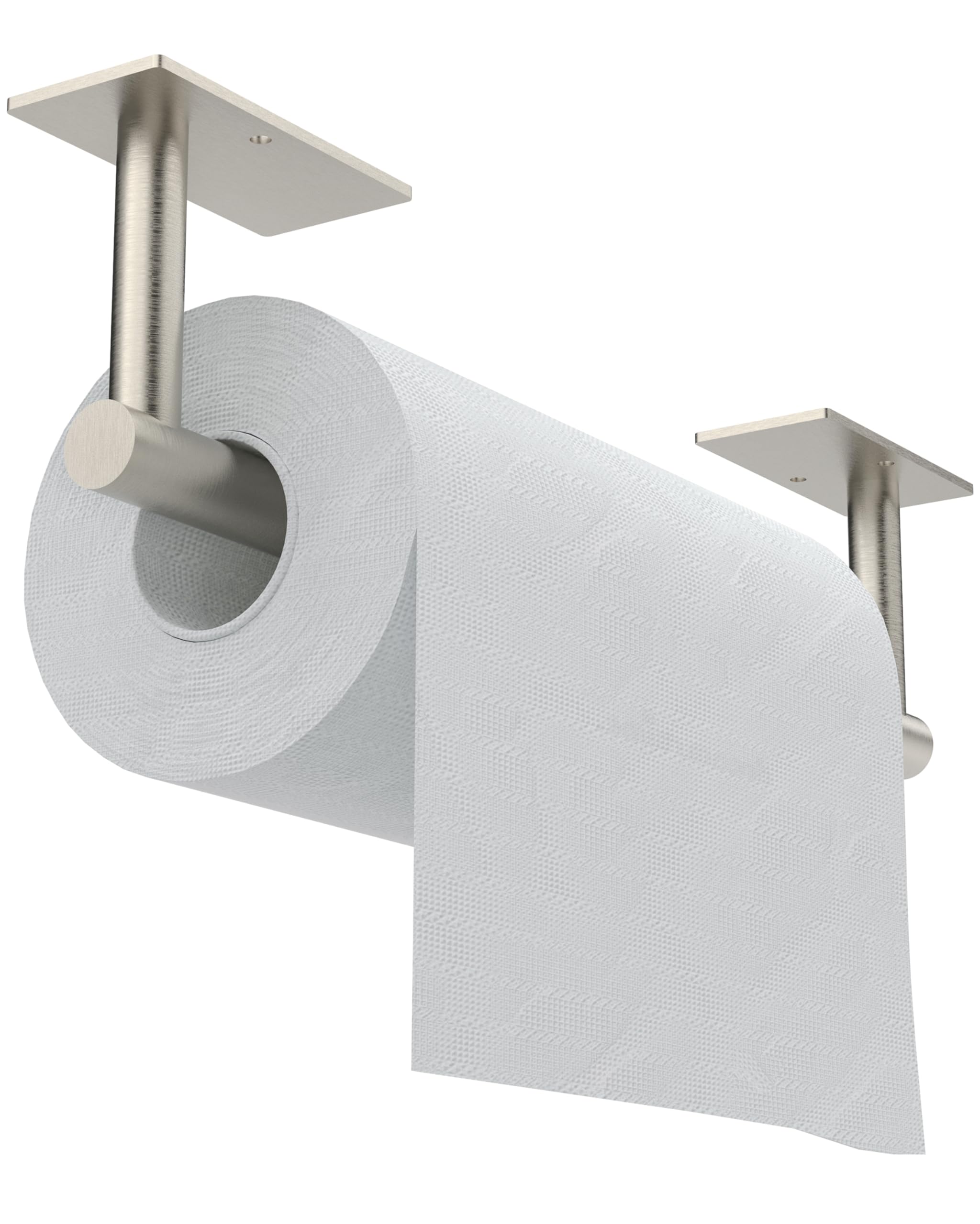 WZKALY Paper Towel Holder Under Cabinet, Adhesive Paper Towel Holder Self-Adhesive or Wall Mounted SUS304 Stainless Steel for Kitchen Bathroom Farmhouse Barbecue Laundry (Sliver)