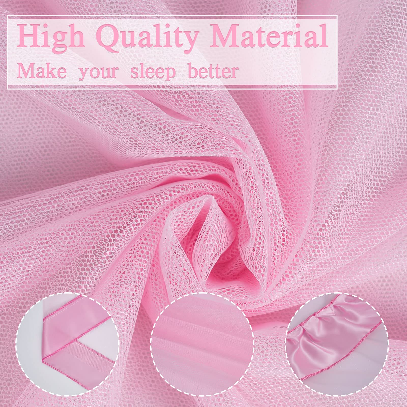 Hptmus Canopy Bed Curtains - Bed Canopy for Girls Bed Curtains Princess Bed Canopy Bed Canopy Curtains Canopy for Bed Drapes Birthday Present Adults Girls Room Decor(Twin, Pink)
