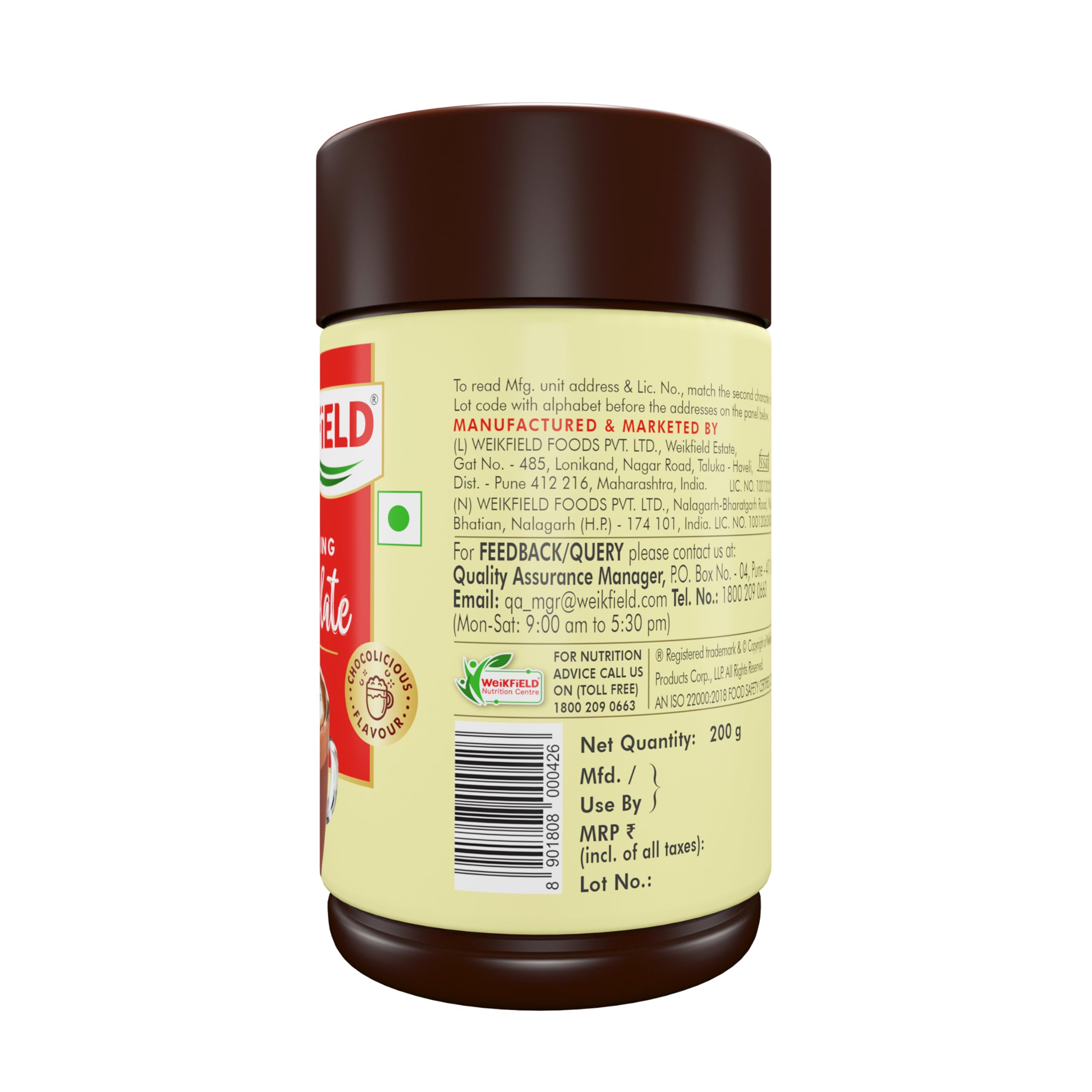 Weikfield Drinking Chocolate Powder | Made From the Finest Cocoa Beans | 200Gm (7.1 Oz)