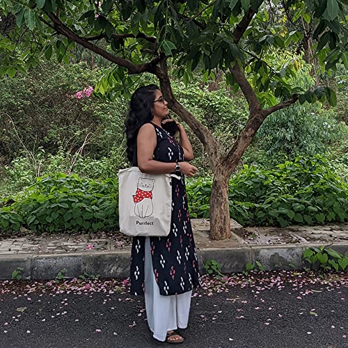 Ecoright Aesthetic Canvas Tote Bag for Women with Zipper, Tote Bag for Beach, Grocery, Travel, Work, Gym, Daily Use