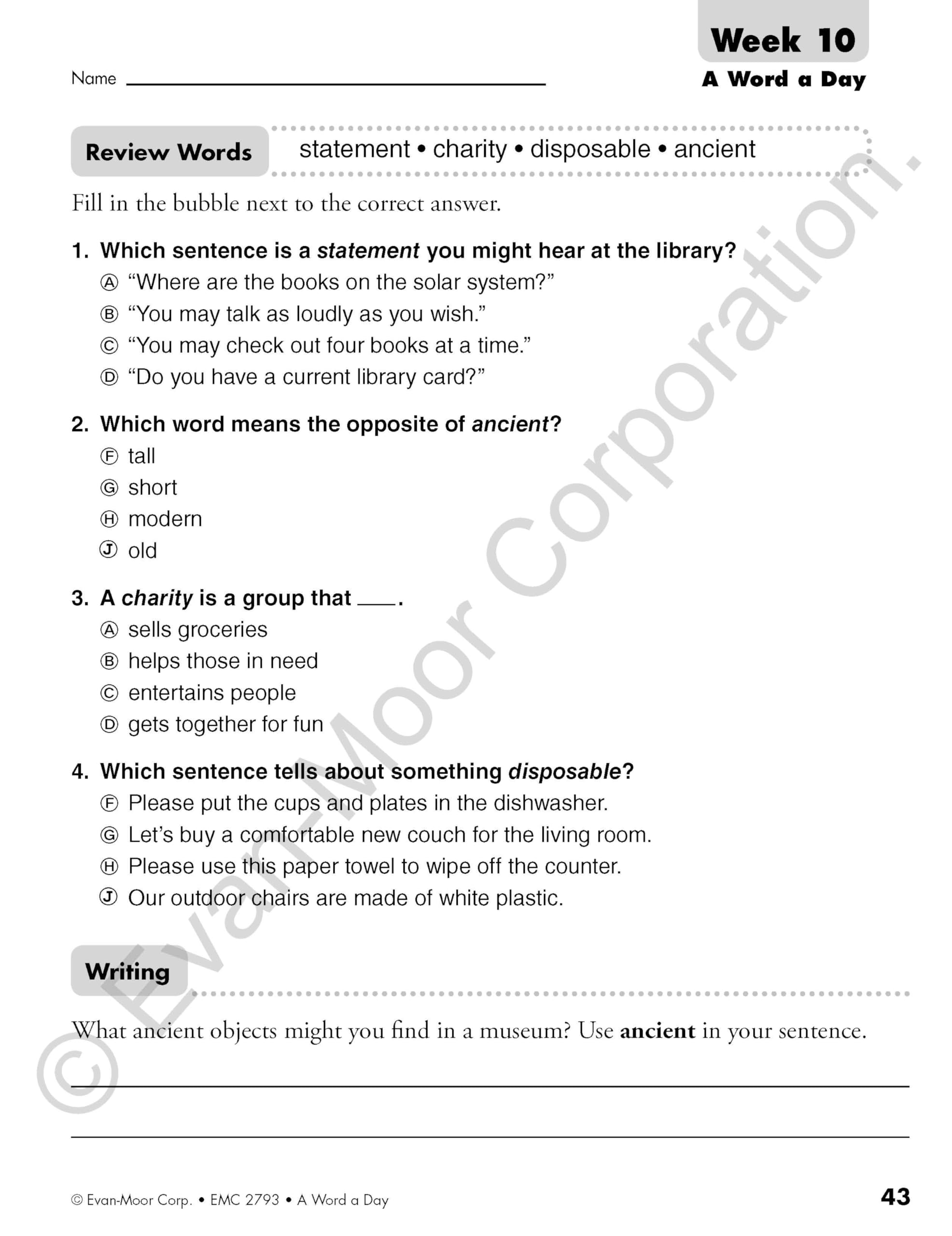 A Word a Day, Grade 3 Teacher Edition