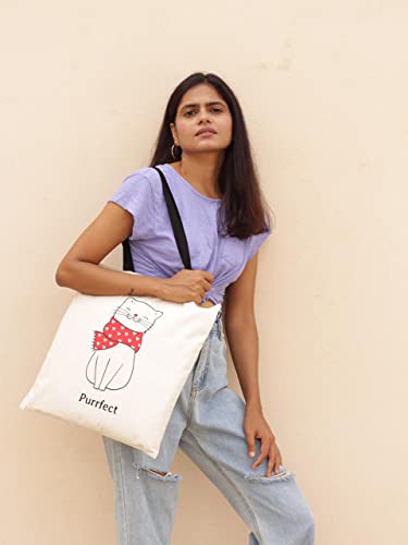 Ecoright Aesthetic Canvas Tote Bag for Women with Zipper, Tote Bag for Beach, Grocery, Travel, Work, Gym, Daily Use