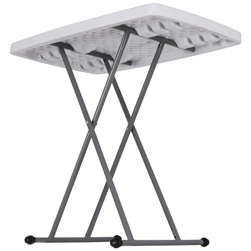 F2C 30-Inch Folding Table, Multi-Functional Personal Table,Portable and Adjustable Height for TV Trays, Laptop, Sewing,Ideal for Small Spaces,Camping Picnic Party Table On-The-Go Needs, White
