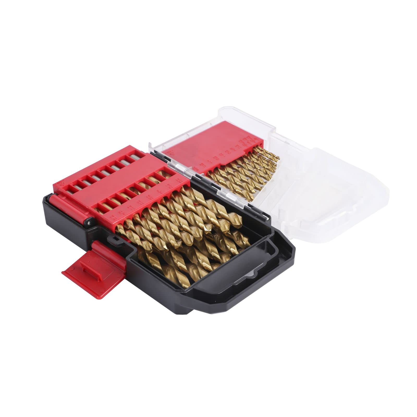 CRAFTZONE 29PC Titanium Nitride Coated High Speed Steel Metal Drill BIT Set, 135° Split Point, 1/16" - 1/2" for Wood, Plastic, Aluminum Alloy, Metal with Storage Case