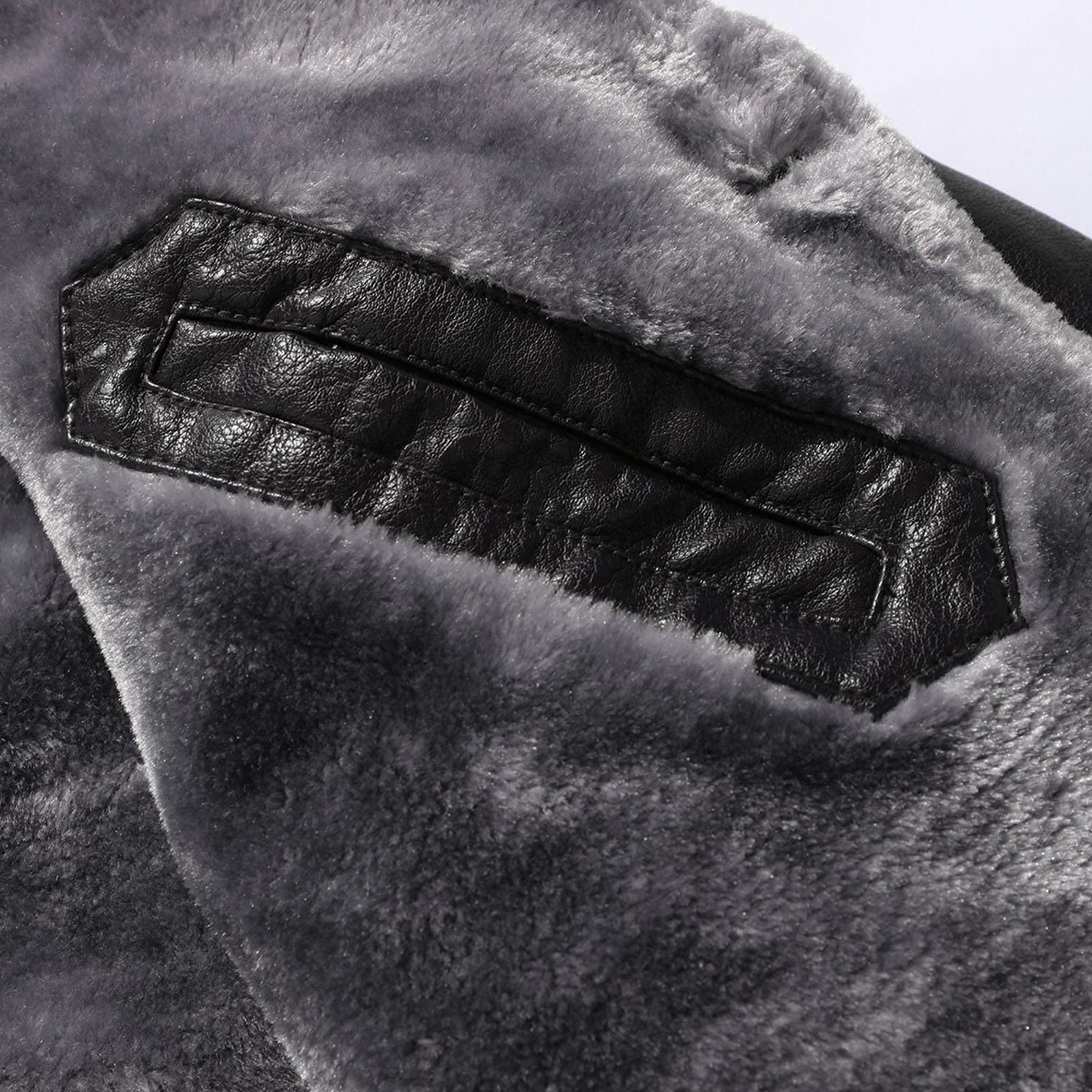 Hatop Men's Winter Fleece Jacket Sherpa Lined Faux Leather Jacket Warm Outwear Coat with Fur Collar, Black, 3X-Large