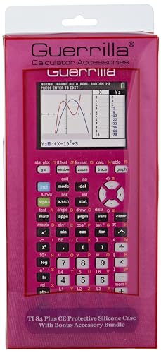 Guerrilla Silicone Case for Texas Instruments TI-84 Plus CE Color Edition Graphing Calculator With Screen protector and Graphing Ruler, Pink