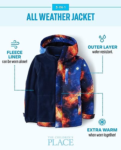 The Children's Place,and Toddler Heavy 3 in 1 Winter Jacket, Wind-resistant Water-resistant Shell, Fleece Inner,TIDAL | TOUCAN FEATHER,3T