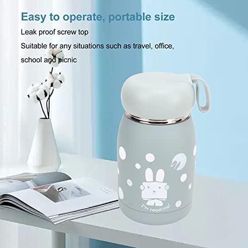 GLOGLOW Insulated Water Bottle, Stainless Steel 12 Ounce Insulation Cup for Kids, Rabbit Pattern, Double Wall for Travel (Blue)