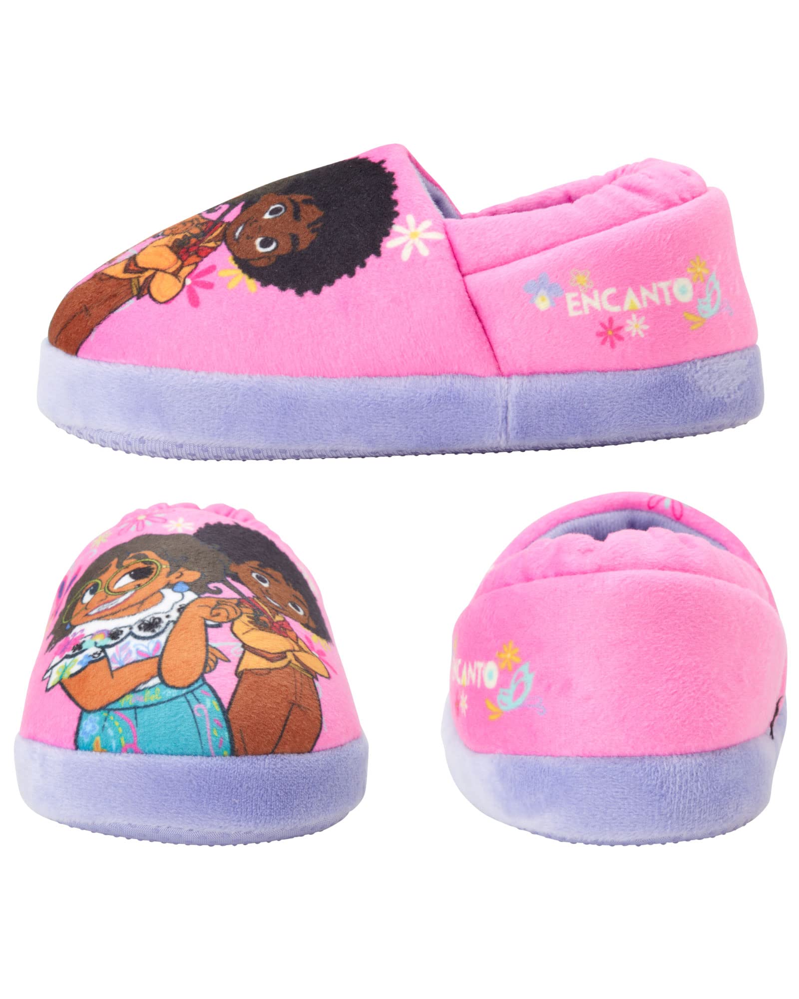 Disney Girls' Encanto Slippers - Mirabel and Luisa Plush Fuzzy Slippers, Non-Skid Sole (5-12), Size 7/8, Mirabel And Luisa