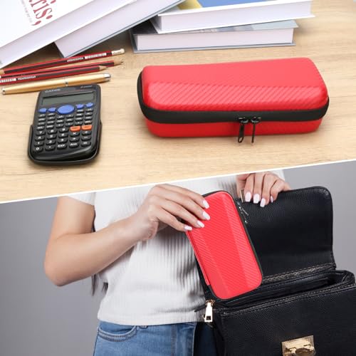 Graphing Calculator Case for Texas Instruments TI-84 Plus CE/TI-83 Plus CE/TI-84 Plus/Casio fx-9750GII, Storage Box Protective Pouch with Zipped Pocket for USB Cables, Pencil, Ruler, Manual, (Red)