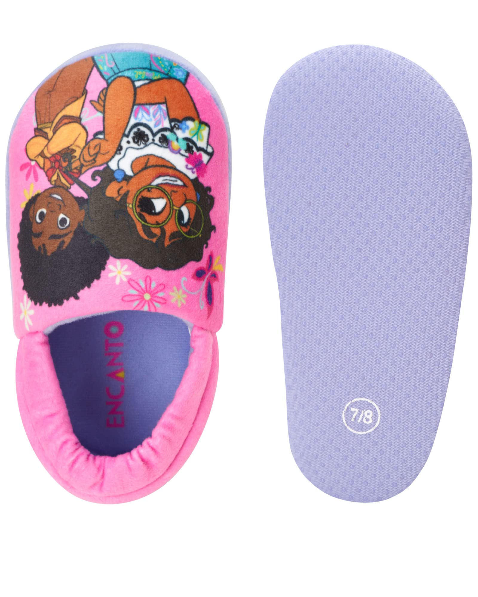 Disney Girls' Encanto Slippers - Mirabel and Luisa Plush Fuzzy Slippers, Non-Skid Sole (5-12), Size 7/8, Mirabel And Luisa