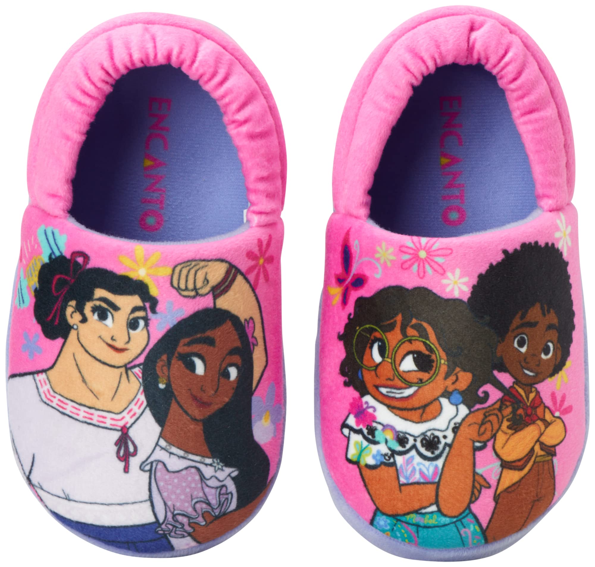 Disney Girls' Encanto Slippers - Mirabel and Luisa Plush Fuzzy Slippers, Non-Skid Sole (5-12), Size 7/8, Mirabel And Luisa