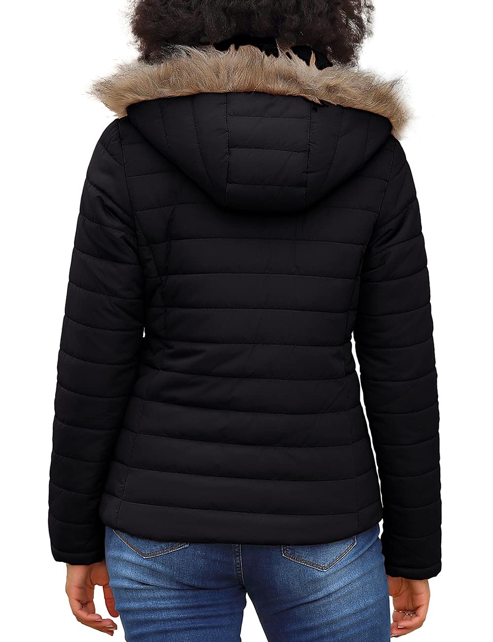 Vetinee Women Winter Jackets Jacket For Women Black Puffy Jacket Women Puffer Jacket Womens Womens Warm Coat Black Size Large Size 12 Size 14