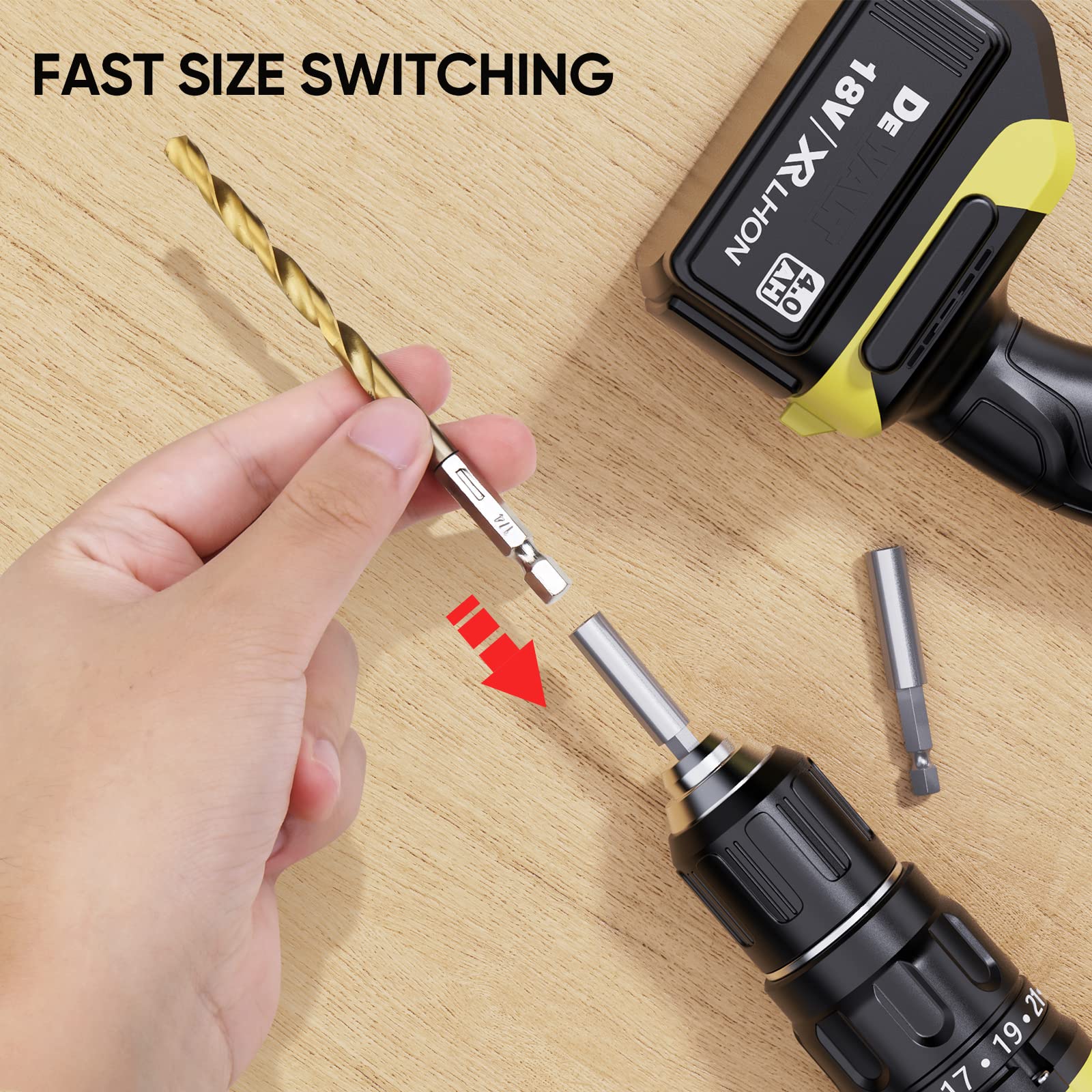 TICONN 21 PCS Titanium Coated Drill Bit Set with Hex Shank, 135 Degree Tip High Speed Steel Drill Bits Kit with Storage Case for Steel, Aluminum, Copper, Soft Alloy Steel Size from 1/16" to 1/2"