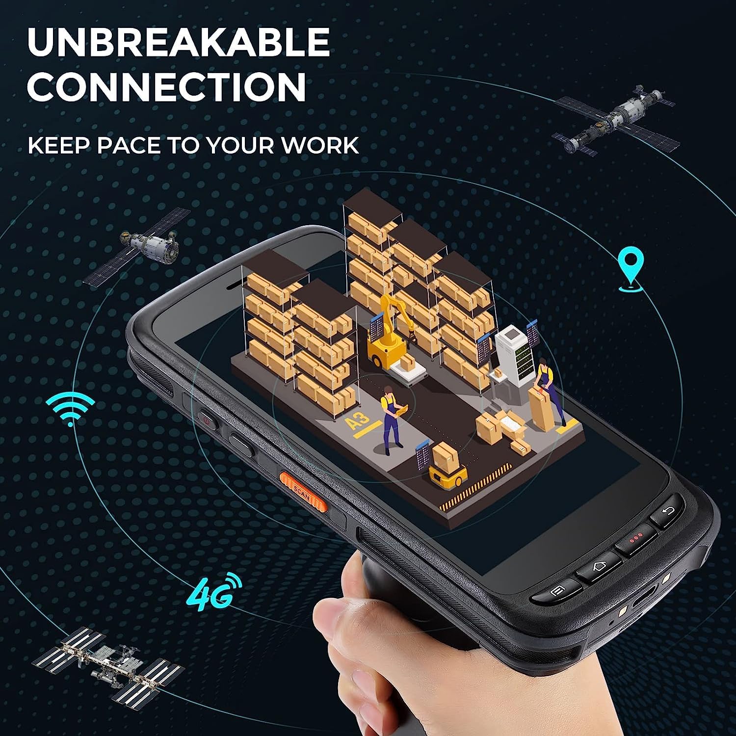 Newest 2023 Android Barcode Scanner MUNBYN Handheld Mobile Computer 1D/2D QR Zebra Scanner with Pistol Grip Android 11 Data Terminal IP65 Rugged PDA 4G Wi-Fi GPS BT 8000mAh Battery for WMS Management