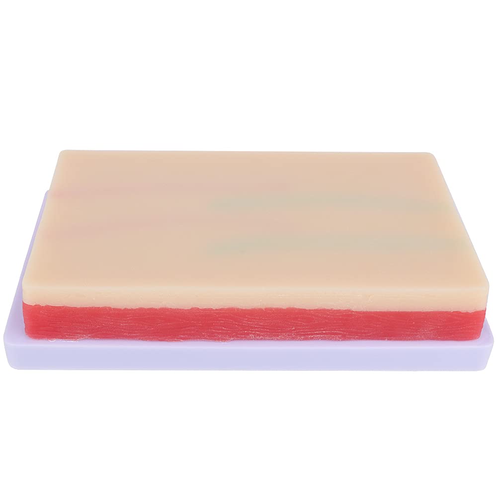Venipuncture IV Injection Training Pad Model, Silicone Human Skin Suture Training Model, Injection Practice Pad, 4 Veins Imbedded, 3 Skin Layers(7.1" x 4" x 1.1")