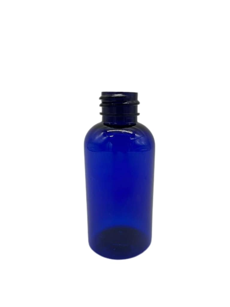 Natural Farms 2 oz Blue Boston Plastic Bottles -12 Pack Empty Bottle Refillable - BPA Free - Essential Oils - Aromatherapy | Black/Natural Twist Top Cap - Made in the USA