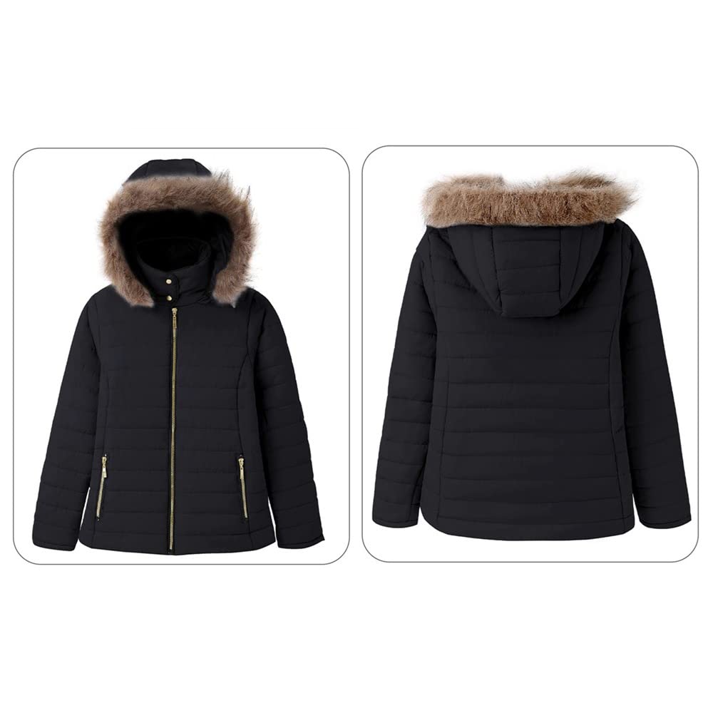 Vetinee Women Winter Jackets Jacket For Women Black Puffy Jacket Women Puffer Jacket Womens Womens Warm Coat Black Size Large Size 12 Size 14