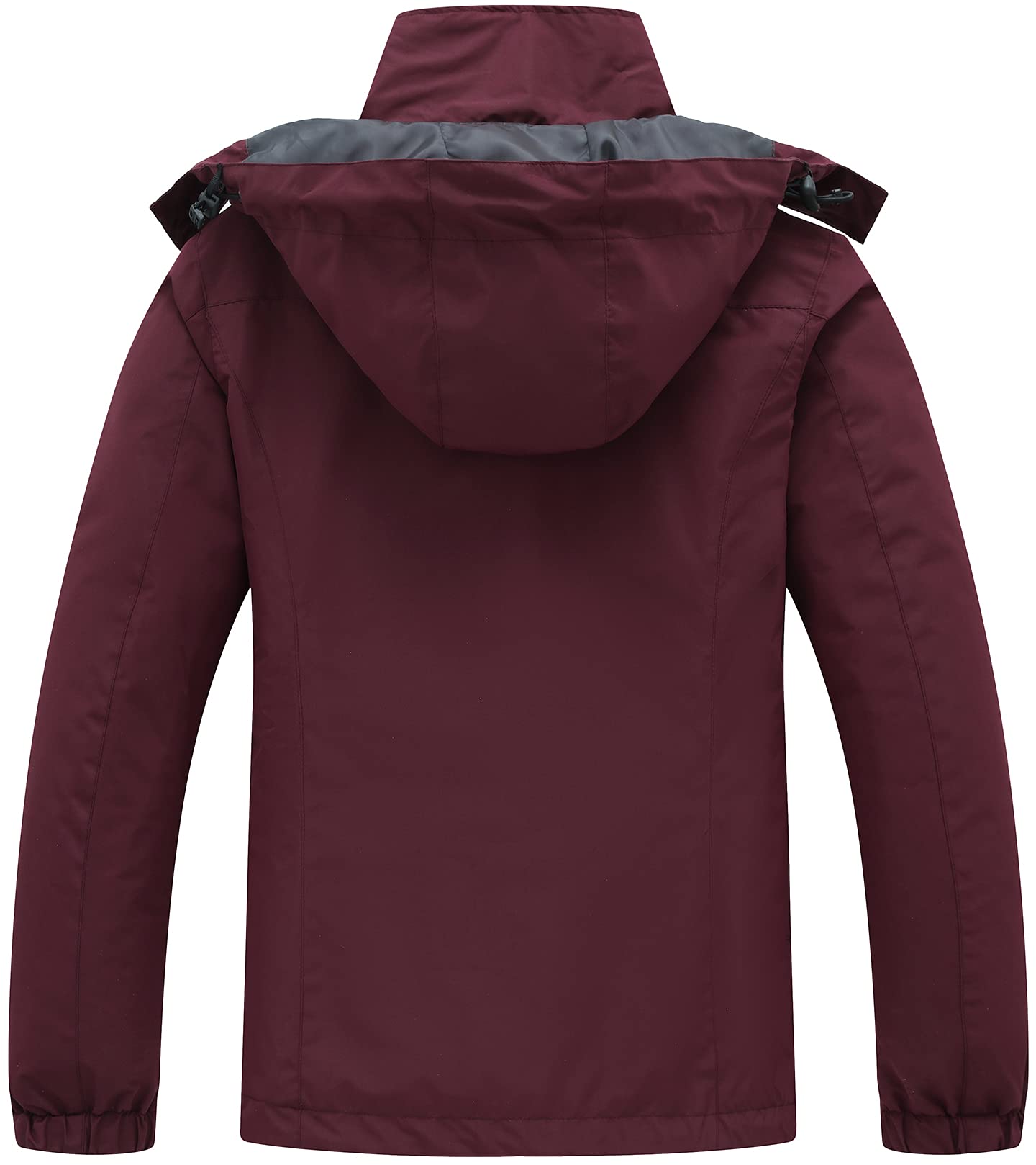 PTSOC Women's 3 in 1 Waterproof Ski Jacket Warm Winter Snow Coat Windproof Hooded Snowboarding Raincoat Wine Red Small