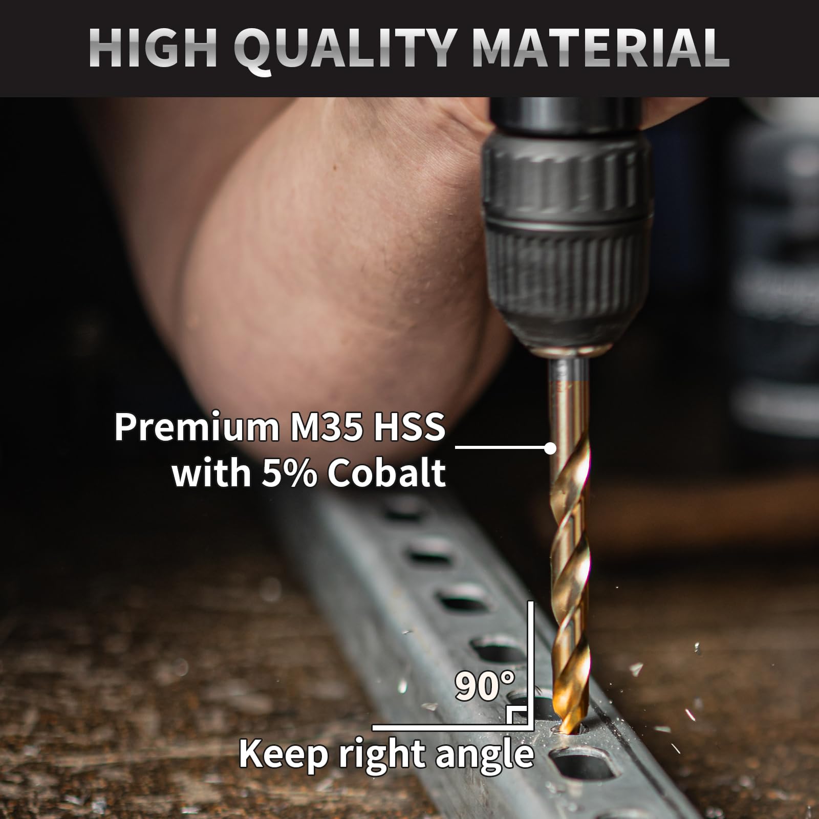 Cobalt Drill Bit Set 115 PCS, M35 High Speed Steel Bits for Hardened Metals Cast Iron, Stainless Steel, Plastic and Wood,with Metal Index Storage Box, 1/16"-1/2", A - Z, 1-60
