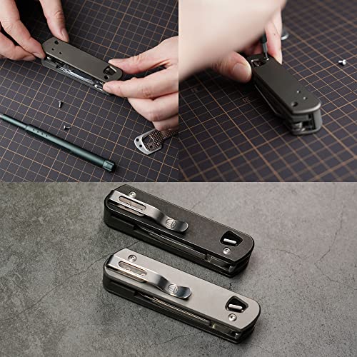 HorixGear 1 Pair Handle Patch Custom Titanium Scales for T4 Multitool (Titanium black)