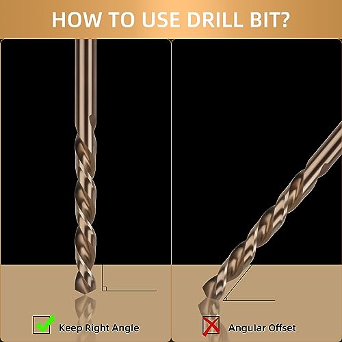 Cobalt Drill Bit Set,NOEAIKE 15-Pack M35 HSS Metal Drill Bits,Twist Jobber Length Cobalt Drill Bits Size 1/16"-3/8" for Hardened Steel,Stainless Steel,Cast Iron,Aluminum Alloy,Wood with Storage Case