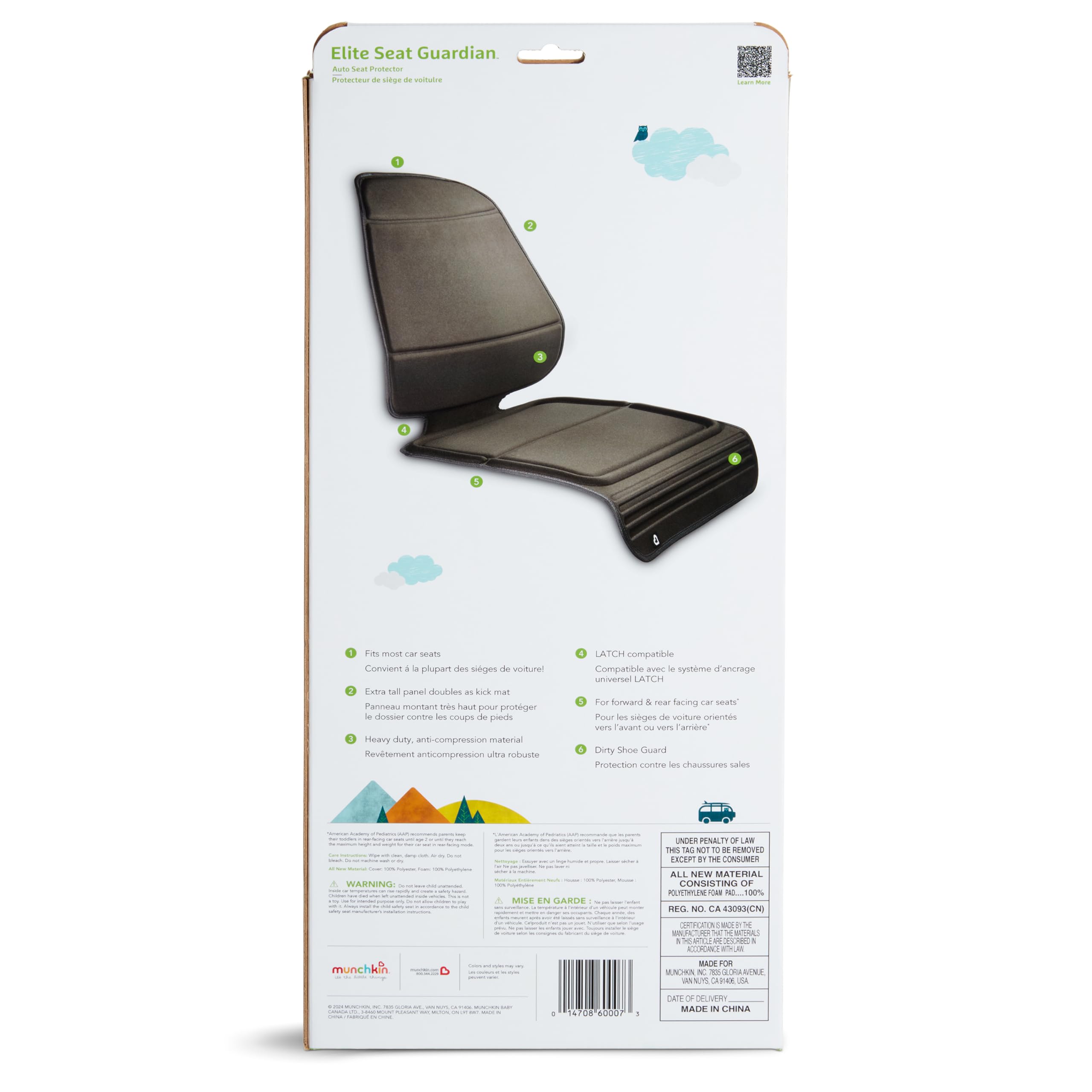 Munchkin® Brica® Elite Seat Guardian™ Car Seat Protector, Baby/Toddler/Child, Dark Grey