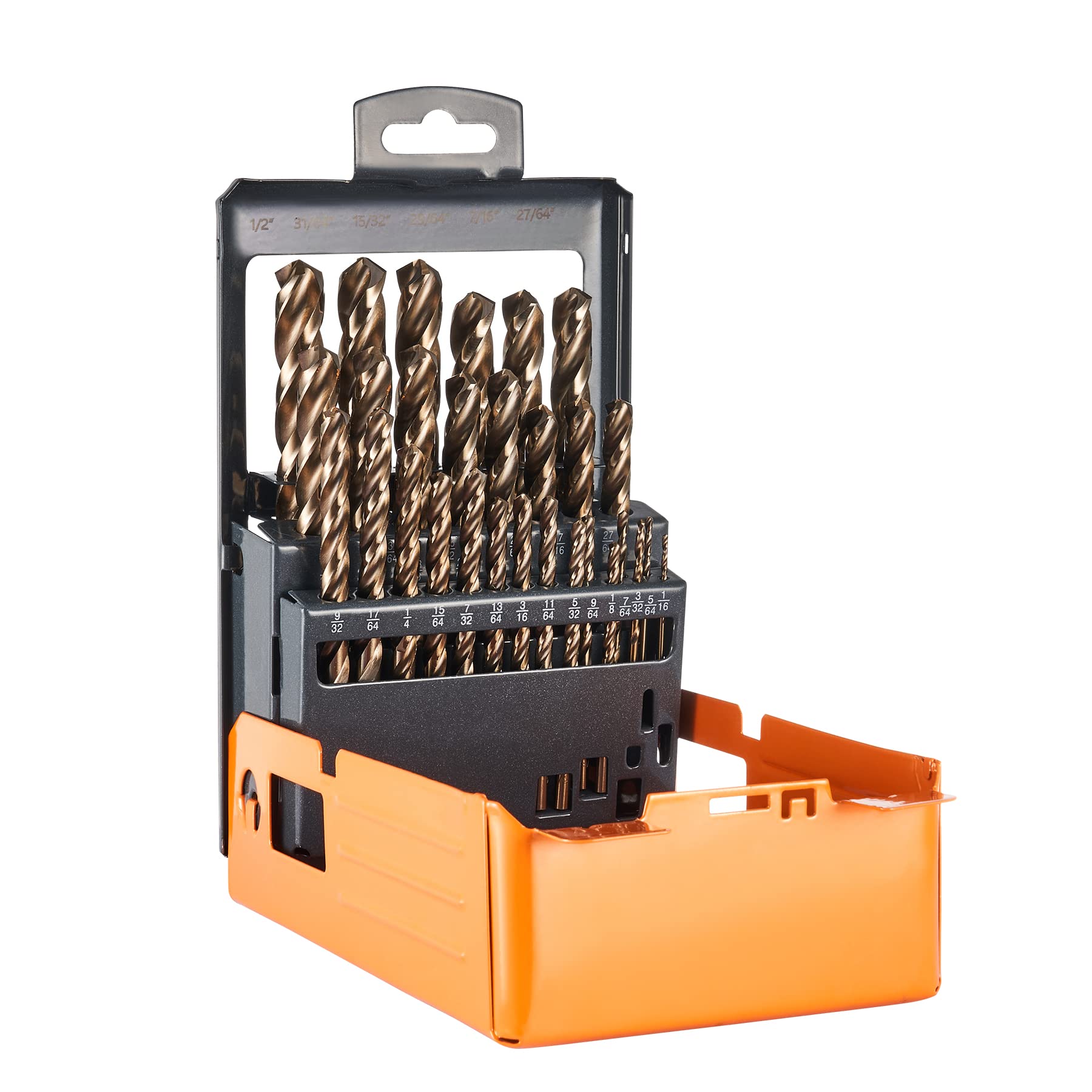 Anfrere 21pcs Cobalt Drill Bits Set, M35 Drill Bits for Cutting Hard Metal Hardened Steel Wood, 3 Flute 1/16 to 3/8 Inch Twist Drill Bit Set for Corded or Cordless Power Drills Home Tools, 1021