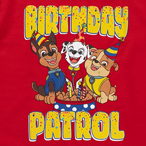 Paw Patrol Nickelodeon Chase Rubble Marshall Birthday Little Boys Graphic T-Shirt Red 6
