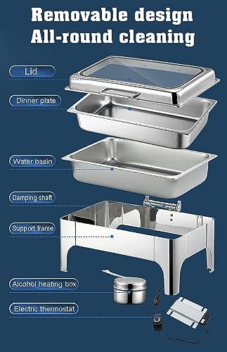 Chafing Dishes Food Warmers, Buffet Server Hot Trays in Stainless Steel, Electric Plate Warmer for Catering Buffet, Hot Plates for Keeping Food Warm (9l 1/2size)