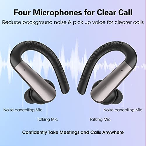 CAIMOSHY Wireless Earbuds, Sports Bluetooth Headphones with Earhooks, 4-Mics Clear Call,60Hrs Playtime,IPX7 Waterproof,LED Display,Support Low Latency Mode, for Sports Running Workout Gaming