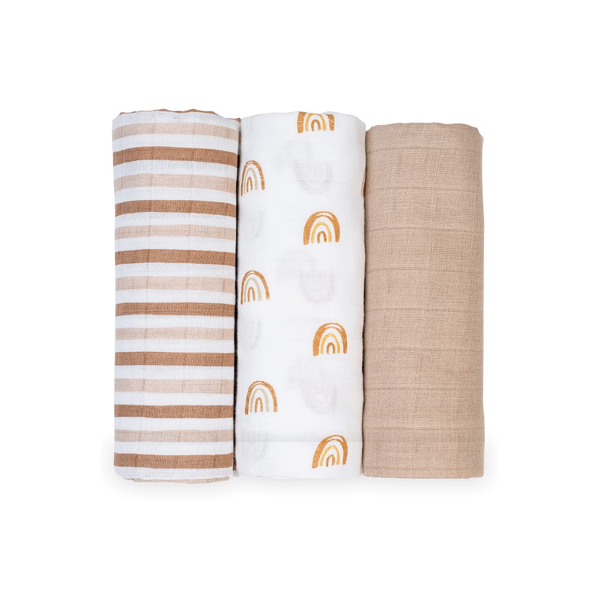 lulujo Baby Receiving Blanket| Unisex Softest 100% Cotton Muslin Blanket| Neutral Receiving Blanket for Girls & Boys | 28in x 28in | Baby Gift| Rainbow