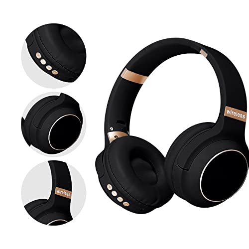 Head-Mounted Folding Wireless Bluetooth Headset - Metal Chip Bluetooth FM Pluggable Card Hi-Fi Stereo Surround Sound Headphones for Sports Working Office Gaming