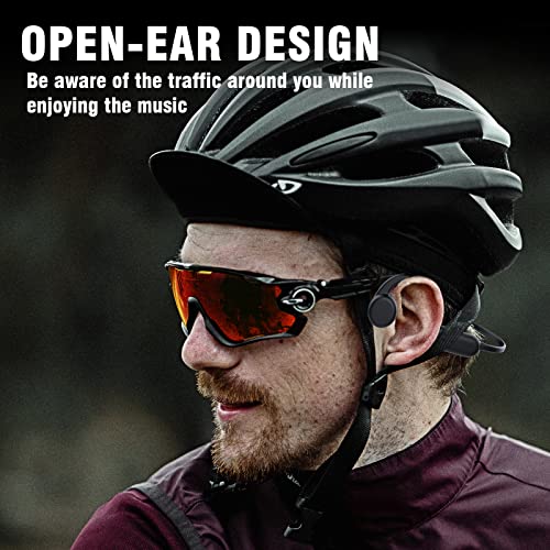 Swimming Bone Conduction Headphones Open Ear Wireless eadphones Bluetooth with Mic MP3 Player Built-in 8G Memory IPX 8 Waterproof Sport Headsets for Running Walking Bicycling Working Gym(Blue)