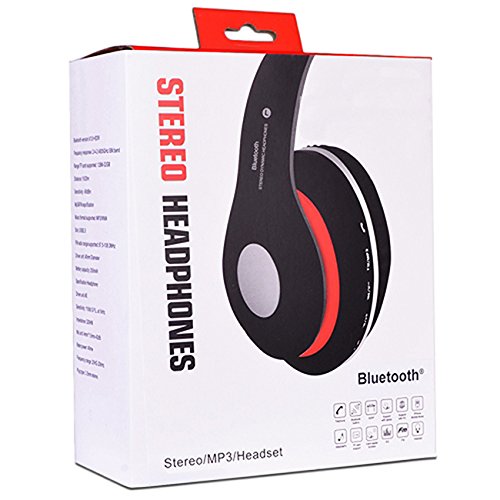 Altatac Bluetooth Rechargeable Over Ear Headset Foldable Wireless Wired Headphones with Memory Card Slot Built-in FM Tuner Microphone Audio Cable for Phone TV Computer MP3 Player - Black