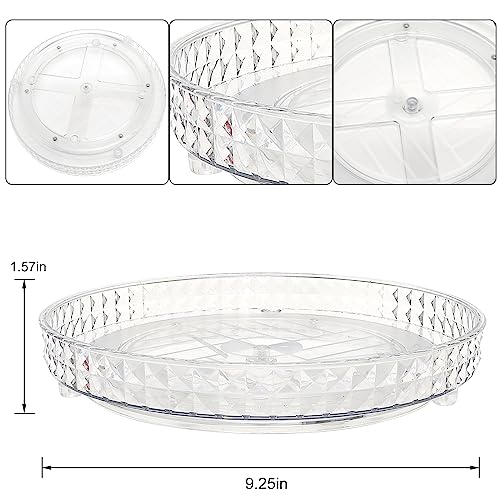 Lazy Susan Organizer with Handle, 11 Inch Lazy Susan Turntable for Bathroom Dresser, Round Spinning Organizer for Makeup Perfume Spices Counter (9" Clear White)