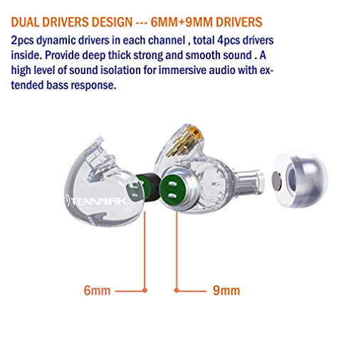 TENNMAK PRO Earphone Accessory Clear Ear Head Unit for MMCX Sport Running Gym Replace in Ear Earphones Earbuds Headphones, Dual Drivers Earphone Ear Head (PRO Ear Head) (Clear)