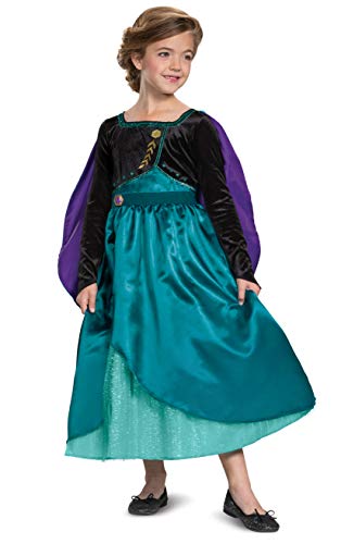 Disney Frozen 2 Anna Costume for Girls, Deluxe Dress and Cape Outfit, Child Size Medium (7-8)