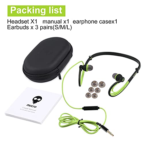 mucro Wired Over-Ear Headphones Sports Running Foldable Headphones Behind The Neck Headphones for Jogging Gym Workout with Microphone