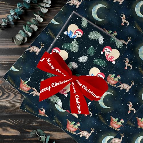 GIOLNIAY Black Christmas Wrapping Paper for Men Women Kids