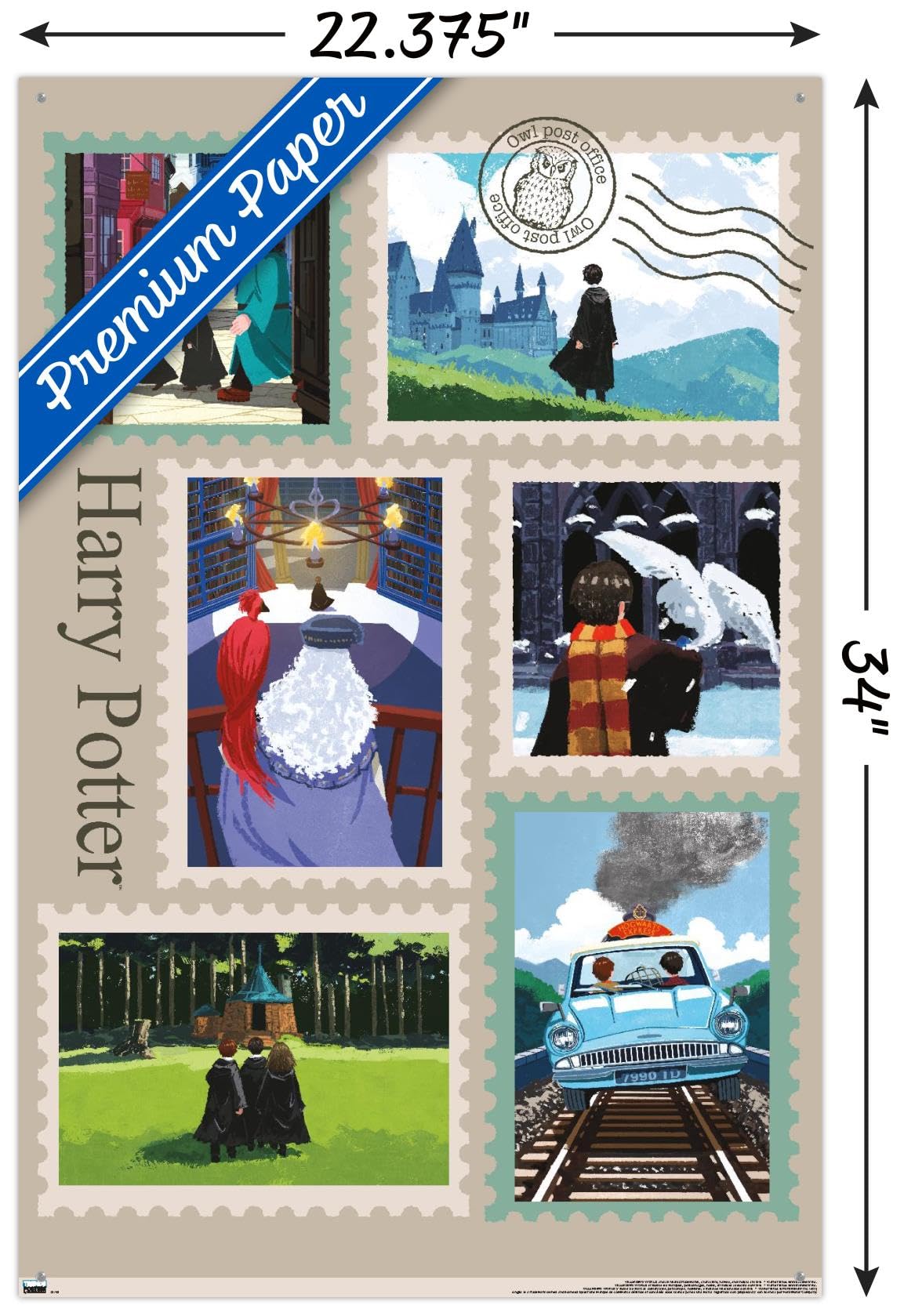 The Wizarding World: Harry Potter - Stamps Collage Wall Poster with Pushpins