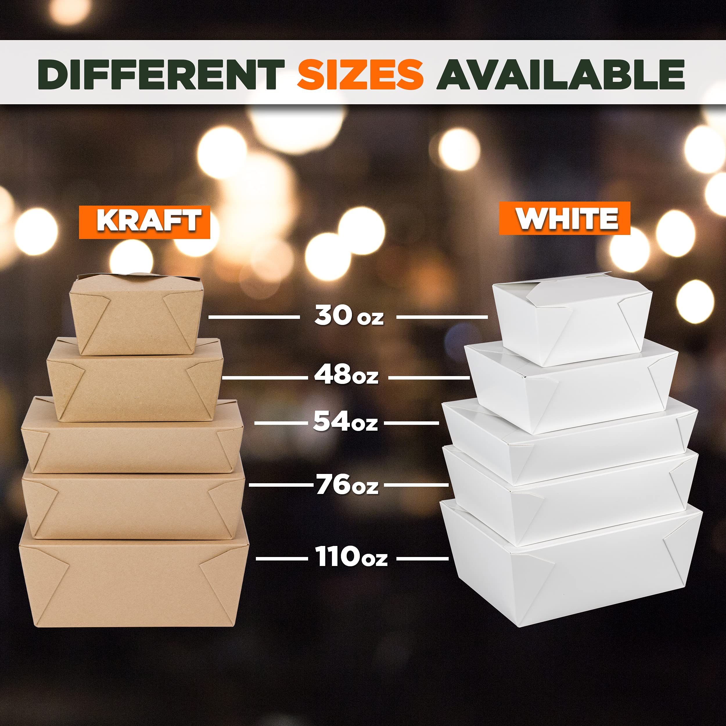 Fit Meal Prep 50 Pack 30 oz Paper Take Out Containers 5 x 4.2 x 2.5 - White Lunch Meal Food Boxes #1, Disposable To Go Packaging, Microwave Safe, Leak Grease Resistant for Restaurant and Catering