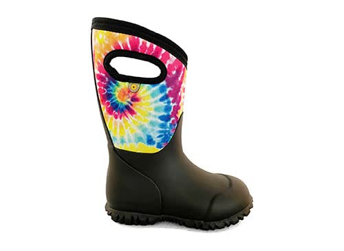 BOGS York Boys and Girls Waterproof Insulated Rubber and Neoprene Winter Rain Boot, Black Mukti, 2 US Unisex Big Kid