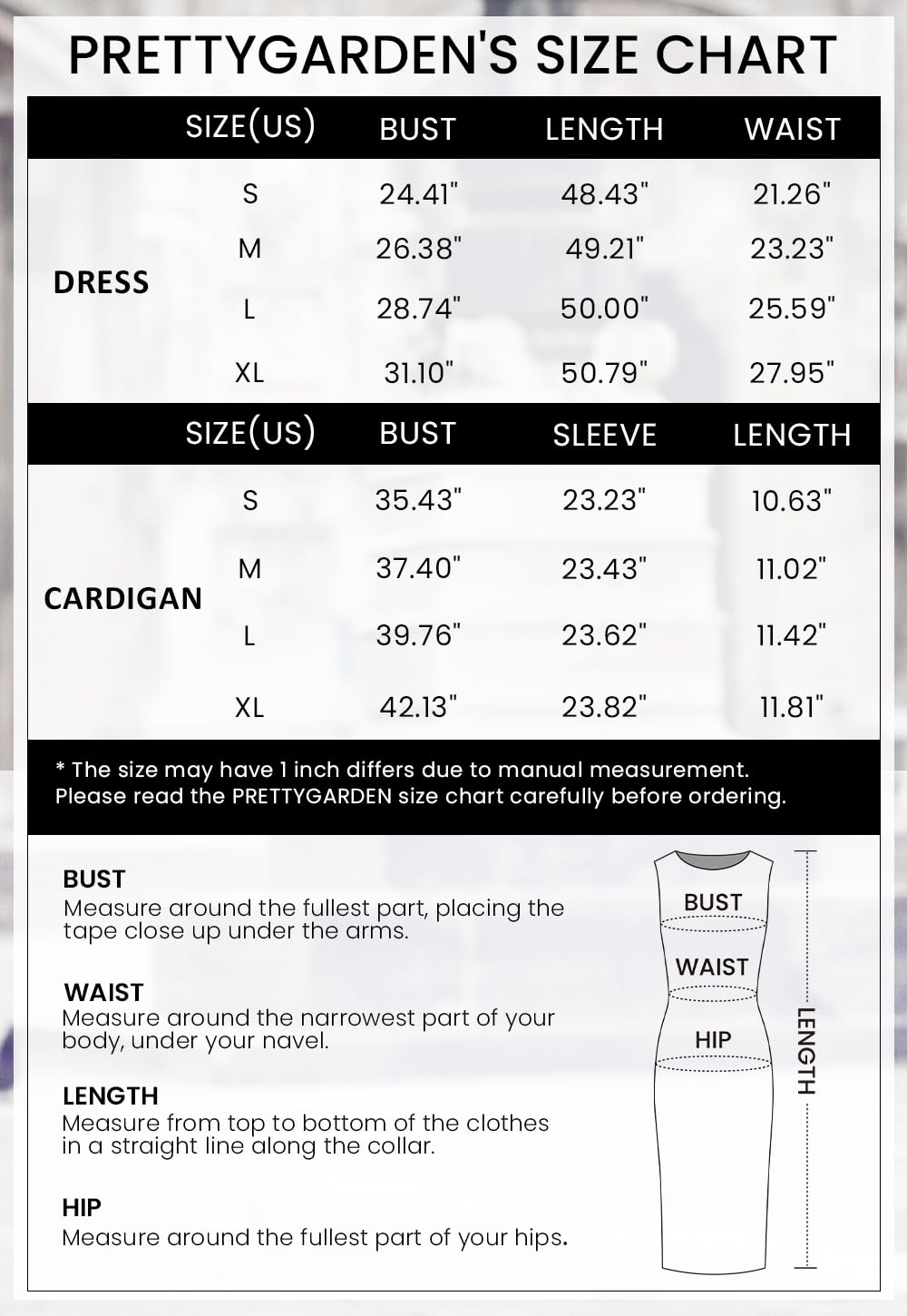 PRETTYGARDEN Womens Fall 2 Piece Outfits Bodycon Maxi Tank Pullover Sweater Dress and Long Sleeve Cropped Cardigan Knit Sets (Black,Small)