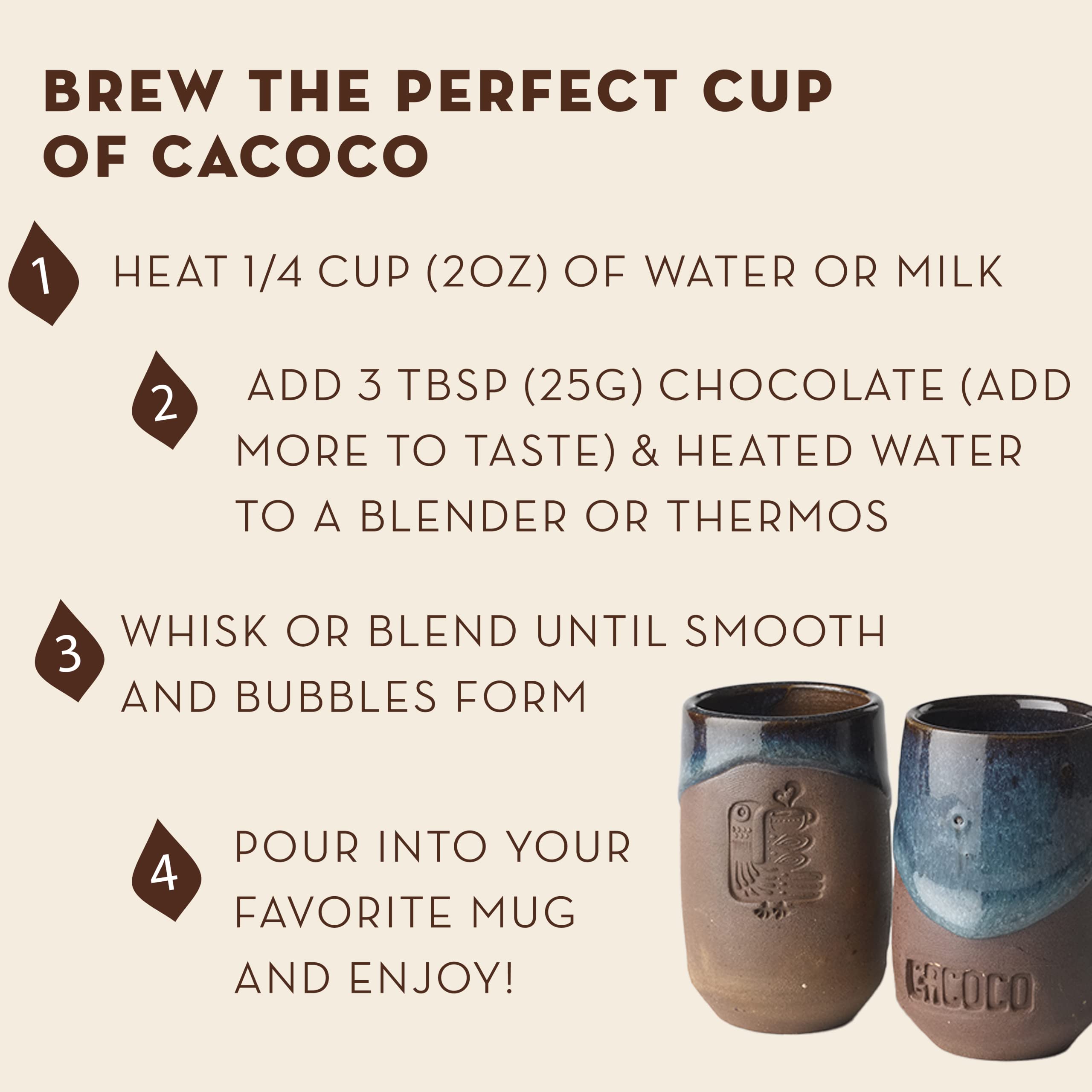 CACOCO 60% Mint Dark Drinking Chocolate: Organic, Fair Trade, Vegan, Kosher, Paleo Friendly (7.05 ounces)