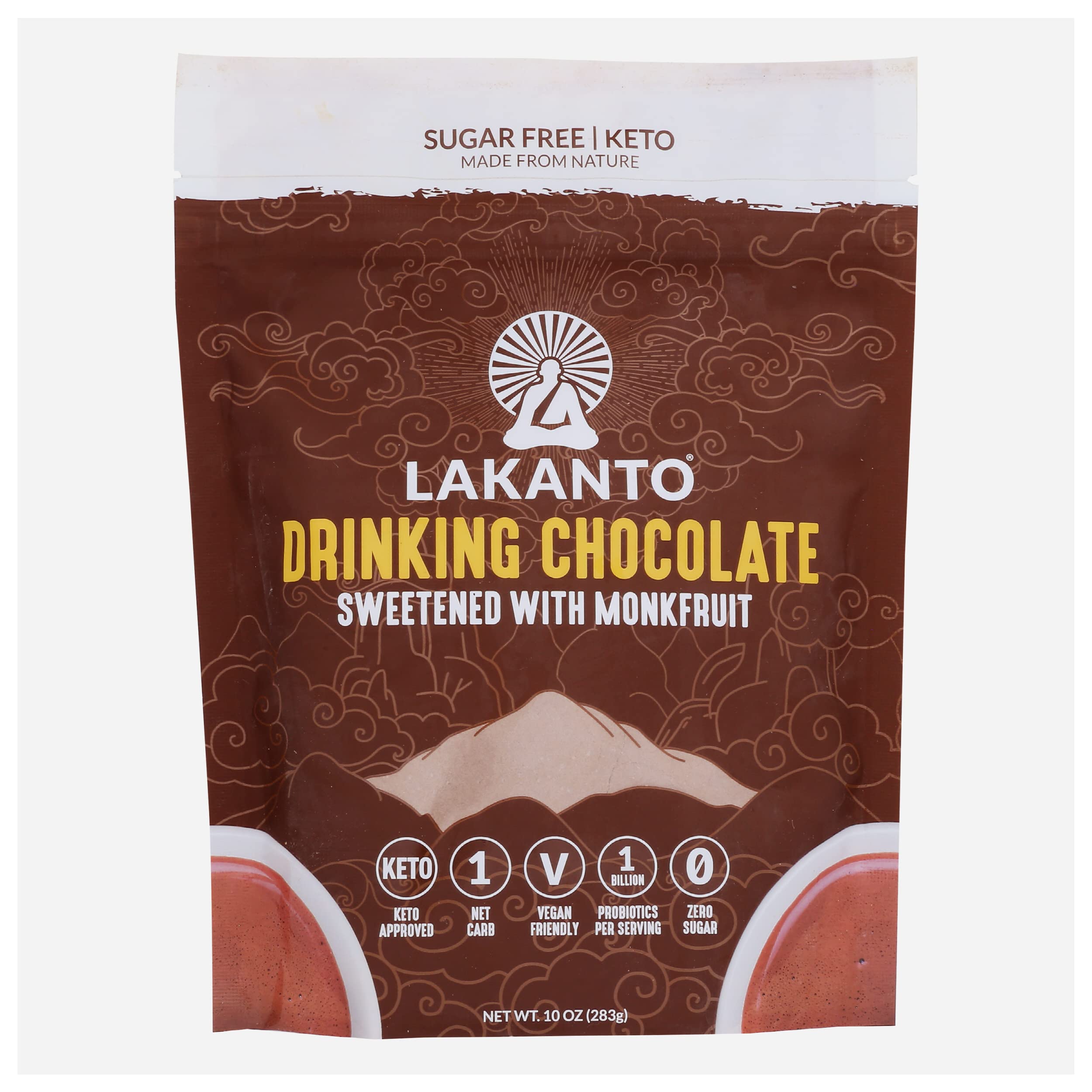 Lakanto Drinking Chocolate Powdered Drink Mix, Sugar Free, Vegan, 10 Ounce (Pack Of 8)