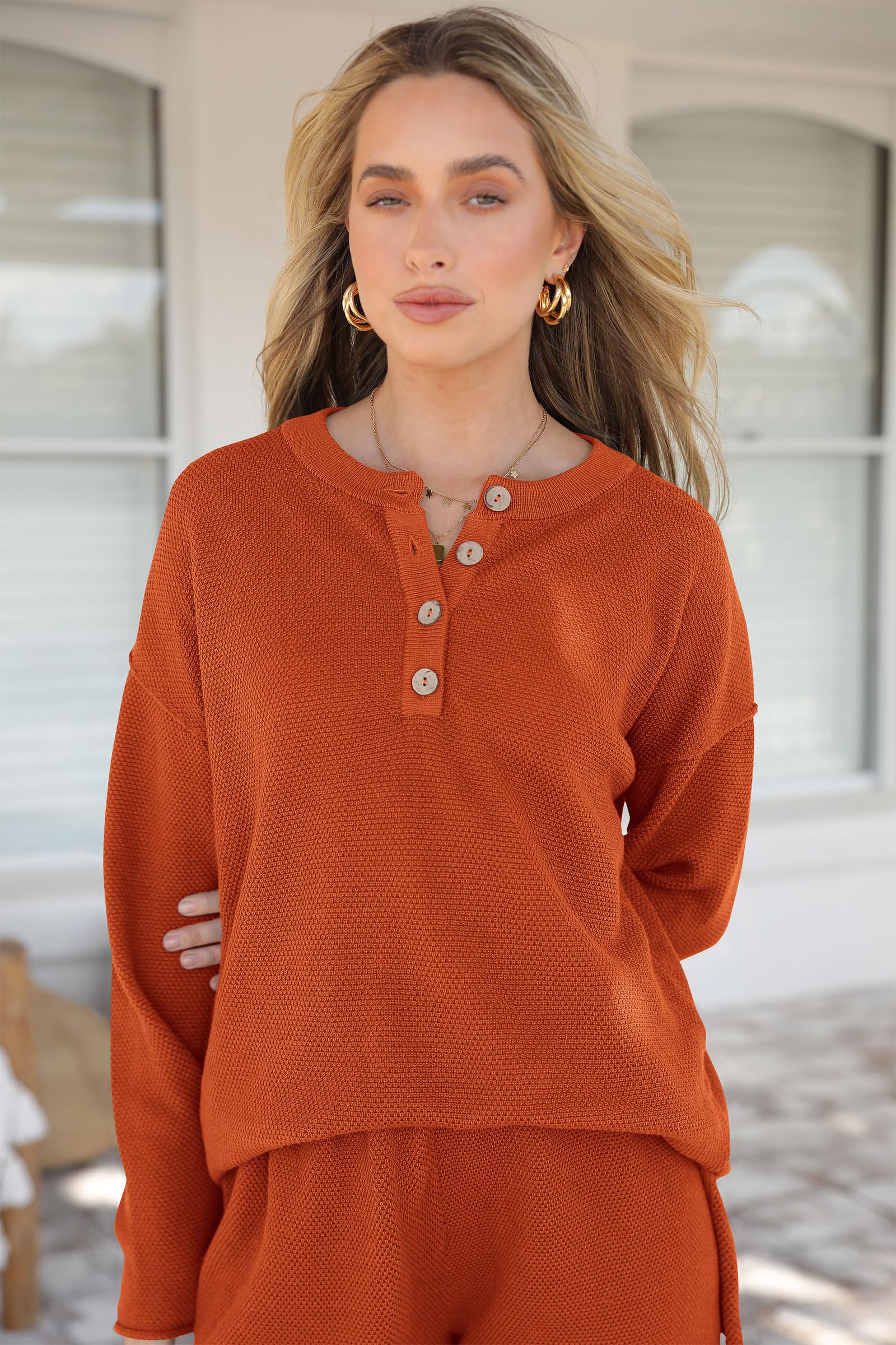 PRETTYGARDEN Women's 2 Piece Tracksuit Outfits 2024 Fall Knit Sweater And Wide Leg Pants Sweatsuit Lounge Sets (Caramel,X-Large)