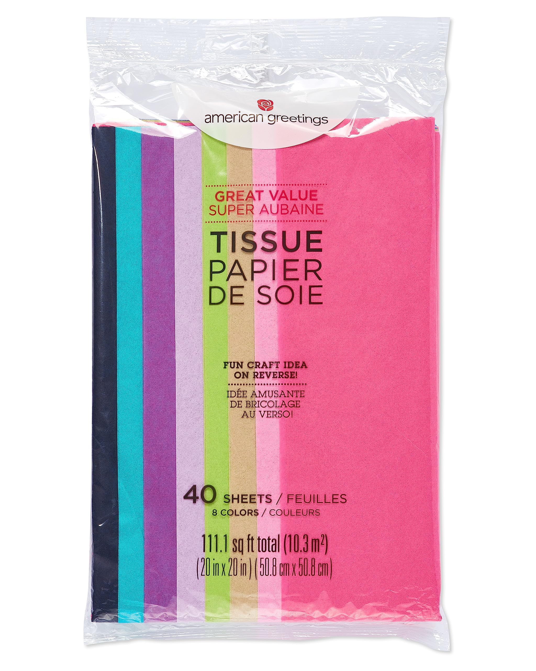 American Greetings 40 Sheet 20 in. x 20 in. Jewel Tone Tissue Paper for Graduation, Birthdays and All Occasions