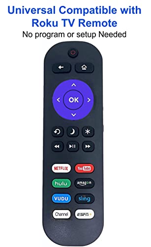 Replacement Roku TV Remote, Compatible with TCL/ONN/Element/Westinghouse/Haier/Hitachi/LG/Sanyo/JVC/Magnavox/RCA/Philips Roku Built-in Smart TVs