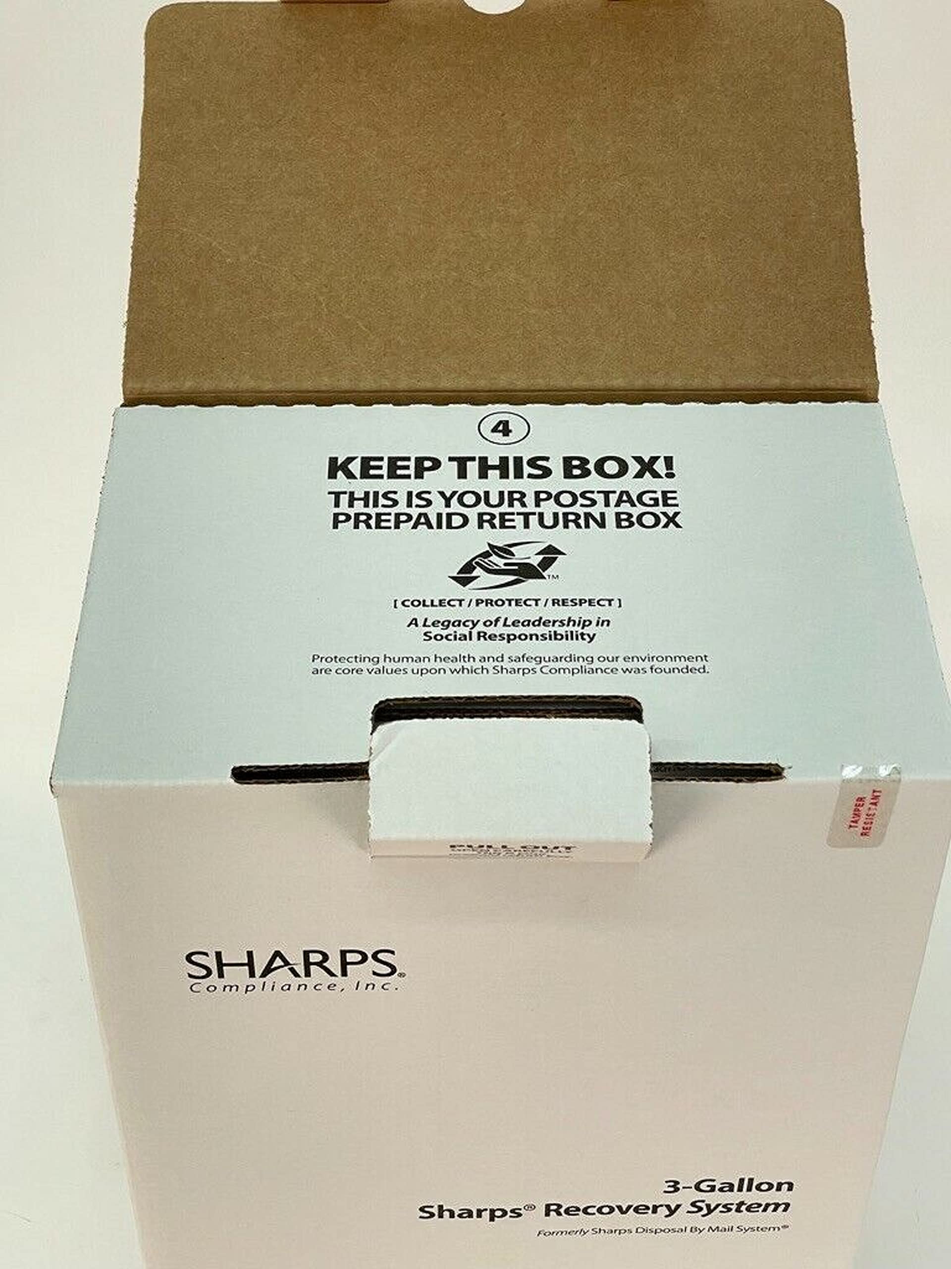 Sharps Compliance 13000-008 Sharps Recovery System 3 gal Needle Disposal Container, English, 15.34 fl. oz., Plastic, 1 x 1 x 1